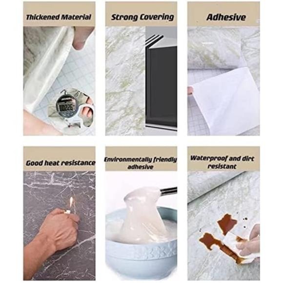 Wall Decor | Marble Contact Paper White Gold Self Adhesive Granite ...